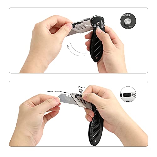 ALBATROSS UPK001 Utility Knife,Quickly Change Blades, Black Folding Pocket Knife Used for Cartons, Cardboard and Boxes