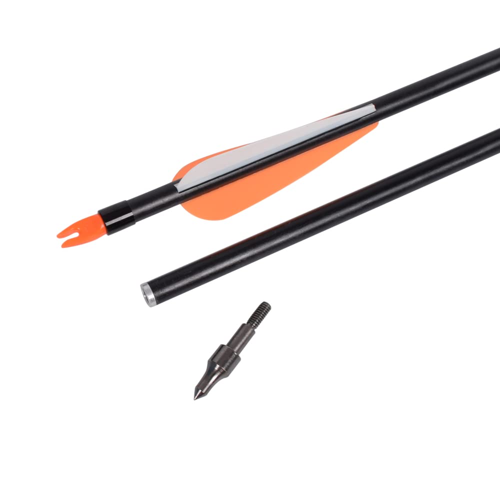 8075 Fiberglass Arrows Archery Hunting Target Practice Arrows 30 Inch with Removable Tips for Compound & Recurve Bow 6PCS/Pack (One White Two Orange Vanes)