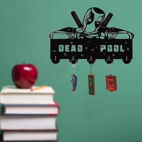 YSdesign Deadpool Key Hooks-Marvel Super Hero Wall Hooks Heavy Duty 20LB(Max),Wade Winston Wilson Wall Décor,Wood Coat Hooks, Key Holder,Key Hanger for Wall、Entryway and Kitchen