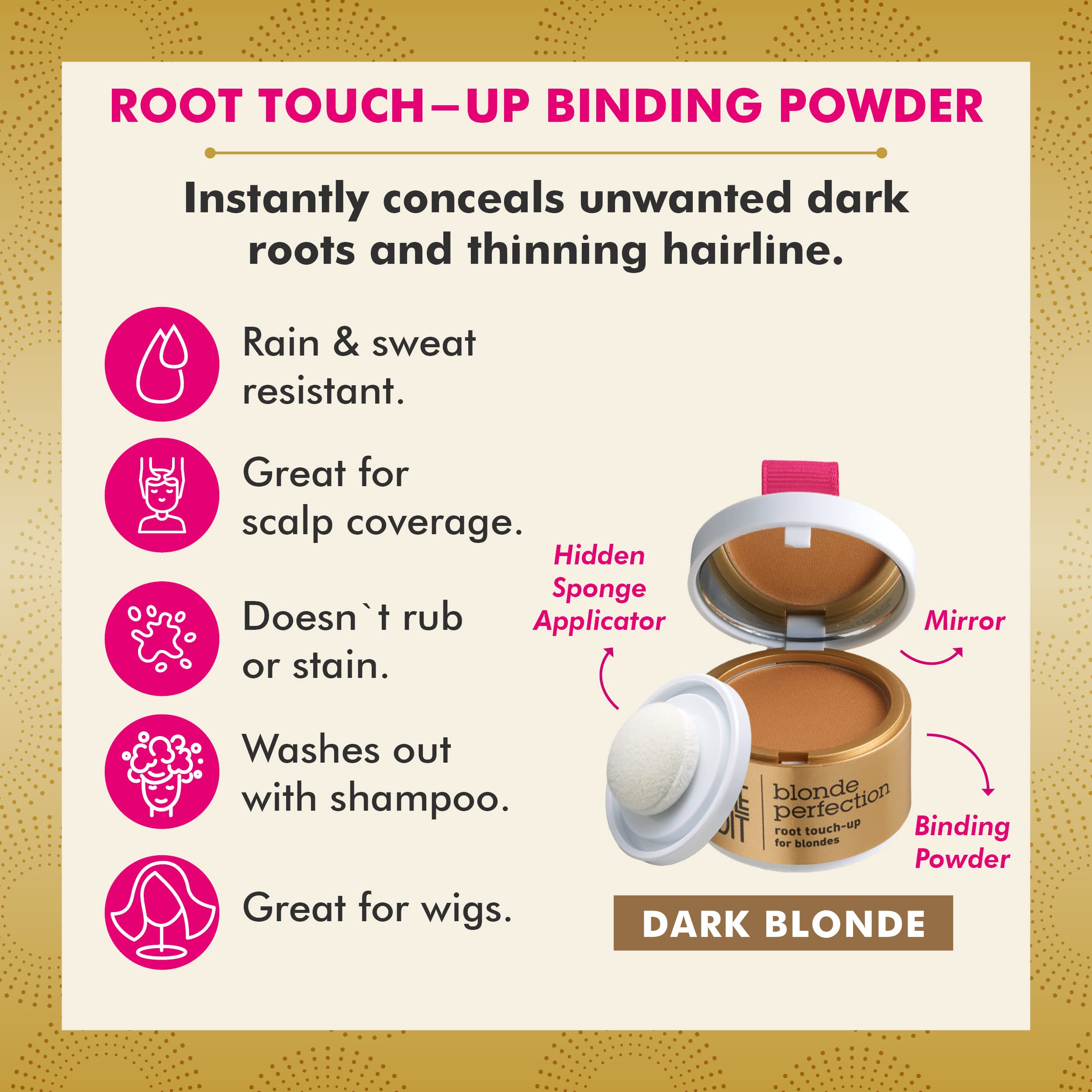 Root Touch Up Powder by Style Edit | Temporary Color for Dark Blonde Hair with Highlights, Grays, Thinning Areas, and Hairline | Mineral-Infused Concealer | 0.14 oz.