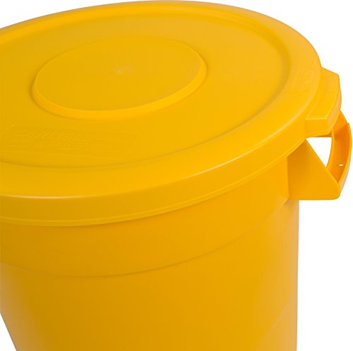 CFS 34101104 Bronco Polyethylene Round Lid, 16.13" Overall Diameter x 2.13" Height, Yellow, For 10 Gallon Containers (Case of 6)