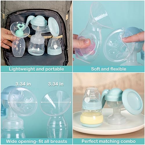 BumbleBee Manual Breast Pump Collector for Breastfeeding Combo- Silicone Milk Collector, Hand Pump Breast Pump 5oz/150ml with Compatible Nipple, Cap, Silicone Stopper and Storage Bag