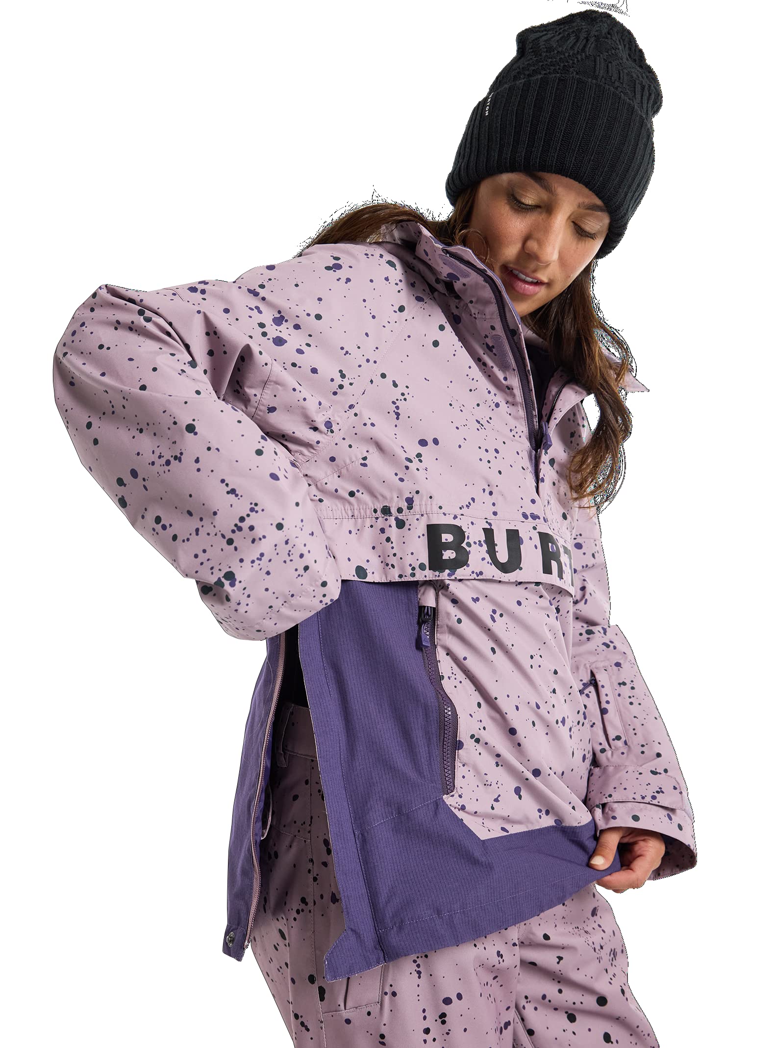 Burton Women's Standard Frostner 2L Anorak Jacket, Elderberry Spatter/Violet Halo, X-Small