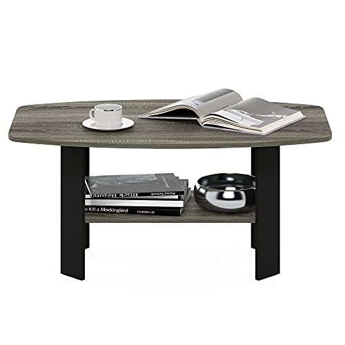 Furinno Simple Design Coffee Table, French Oak Grey/Black