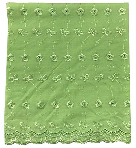 AMORNPHAN Set of Daisy Floral Flower Embroidered Eyelet Lace 100% Cotton Quilting Fabric for Patchwork Needlework DIY Handmade Sewing Crafting Decor Face mask Precut 18x22 Inches (Set of 7 Pieces)