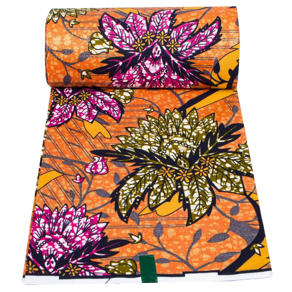 African Real Wax Fabric Gold Wax Print Batik Soft Pagne Nigeria Ankara Wax Fabric 1519