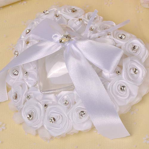 Amosfun Ring Bearer Heart Shape Bride Ring Cushion Ring Pillow for Wedding Engagement Ceremony Supplies