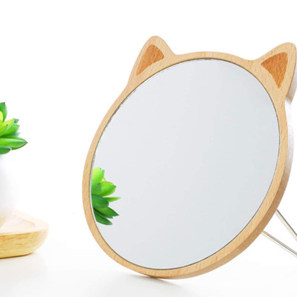 TBWHL Cat Desktop Mirror Makeup Mirror for Tabletop Bathroom Shower Travel Hand Mirror
