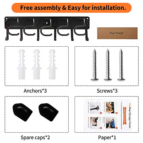 YueTong All Metal Garden Tool Organizer,Adjustable Garage Wall Organizers and Storage,Heavy Duty Wall Mount Holder with Hooks for Broom,Rake,Mop,Shovel.(1 Pack)