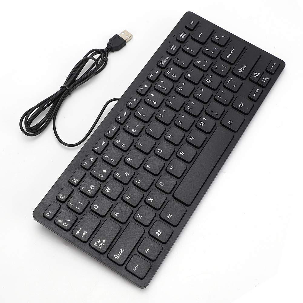 M ugast Wired Keyboard,78 Keys Ultra-Thin Mini Portable USB PC Corded Business Keyboard,Computer Gaming Keyboard for Desktop Computer,Splash-Proof Design,Spanish