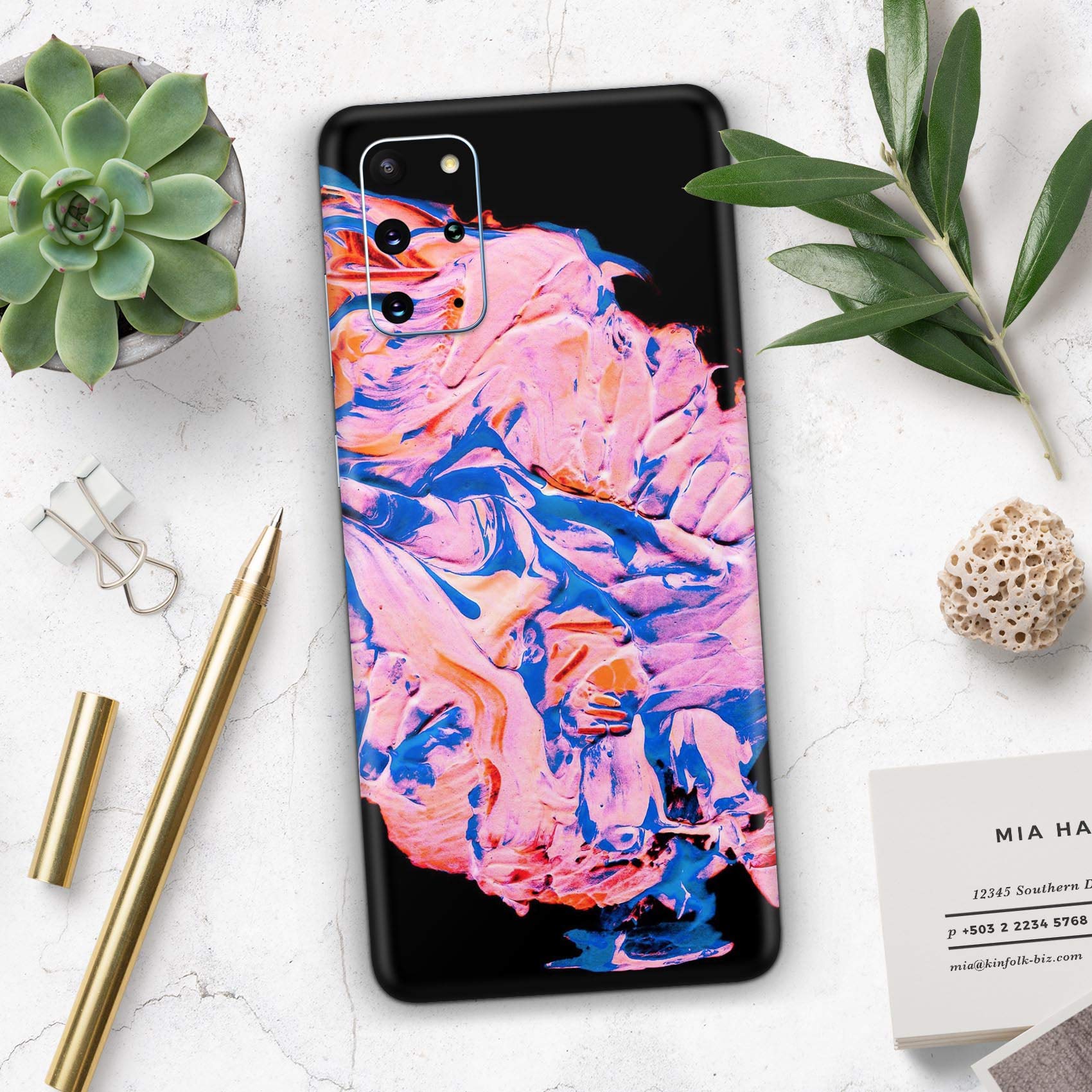DesignSkinz Liquid Abstract Paint V3 Protective Vinyl Decal Wrap Skin Cover Compatible with The Samsung Galaxy S20 (Screen Trim & Back Glass Skin)