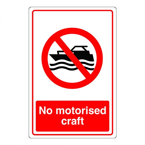 BannerBuzz No Motorised Craft Sign with Symbol Metal Aluminum Prohibited Sign Rust Free, UV Print Coated and Weatherproof Sign, Indoor Outdoor Use (24" W X 36" H, Sign without Holes)