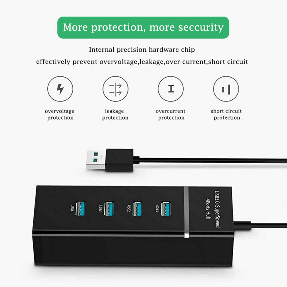 USB 3.0 Extender, 4 Ports USB 3.0 Hub Adapter,USB 3.0 HUB Splitter Compatible for USB Flash Driver, Laptop,Keyboard,Notebook PC,Mouse,Table,Printer,MacBook Air/Pro/Mini (28CM Extended Cable)