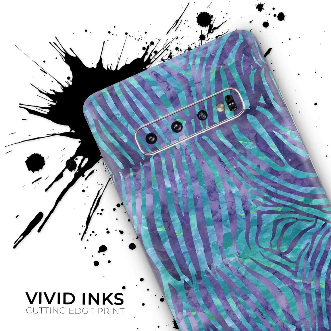 DesignSkinz Blue and Purple Watercolor Zebra Pattern Protective Vinyl Decal Wrap Skin Cover Compatible with The Samsung Galaxy S20 (Screen Trim & Back Glass Skin)