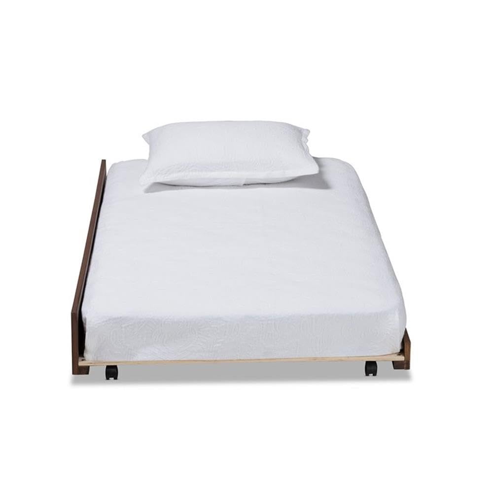 Baxton Studio Alya Classic Traditional Farmhouse Walnut Brown Finished Wood Twin Size Trundle