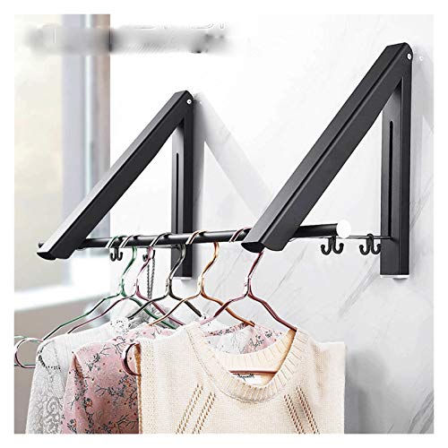 Clothes Airer Folding Drying Rack Portable Folding Clothes Hanger Hotel Wall-Mounted Bathroom Drying Rack Household Retractable Invisible Clothes Rail Drying Rack (Color : Black Single)