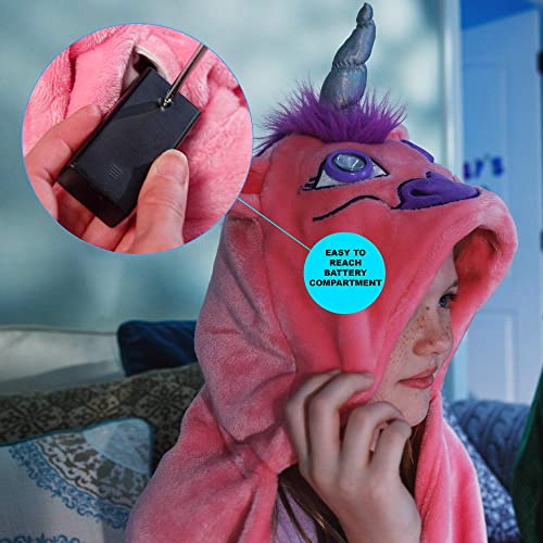Bright Eyes Blanket 2023 Version Super Soft Blanket for Kids with LED Lights - Hooded Blanket, Robe, Comfy Throw Blanket, Unicorn; Warm Fuzzy Blanket, Animal Blanket, Machine Washable