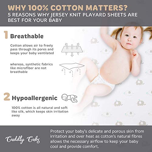 Cuddly Cubs Fitted Pack and Play Playard Sheets Compatible with Graco Pack n Play, 4Moms, Chicco, Guava Lotus and Other Playpen, Play Yards, Portable and Mini Cribs