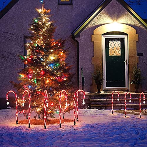 Christmas Candy Cane Lights,8Pcs Solar Christmas Candy Cane Light, Christmas Decoration, for Home Garden Passage Pathway Courtyard Lawn Decoration Light
