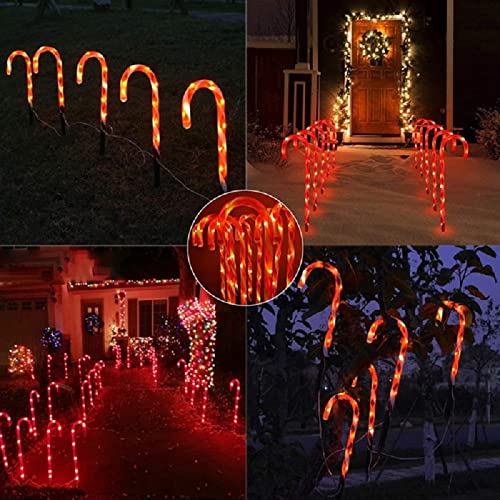 Christmas Candy Cane Lights,USB 10PCS Garden Light， Christmas Decor Lawn Candy Cane Lights， Solar Powered Garden Lights， Home Led for Outdoor Garden Lighting