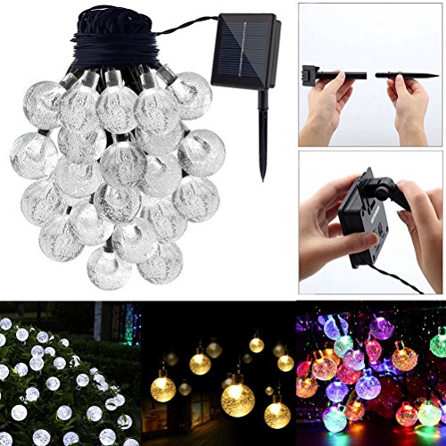 Christmas Decoration Light String- 6M 40LED Crystal Ball Solar String Lights Christmas Fairy Garden Lights for Outdoor Home Lawn Patio Party and Holiday Decorations (Warm Light)