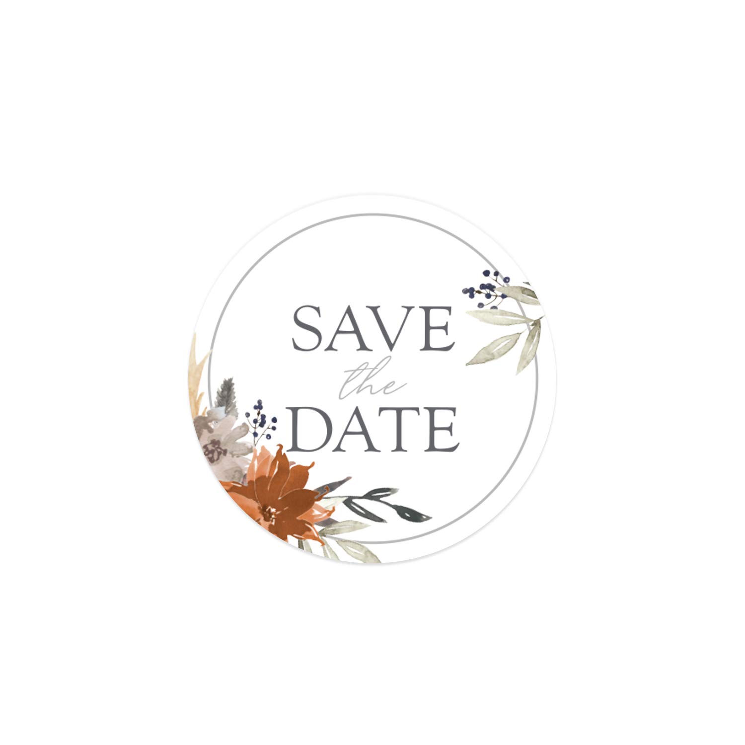 Indie Autumn Floral Save The Date Stickers / 1.5" Fall Wedding Labels / 250 Watercolor Engagement Stickers