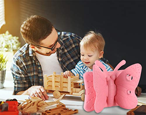 Hllhunkhe Compatible with iPad Air 4 10.9" Case 2020/iPad Pro 11" 2020 Case for Kids, 3D Cartoon Butterfly Non-Toxic EVA Light Weight Shockproof Case with Kickstand (Pink)