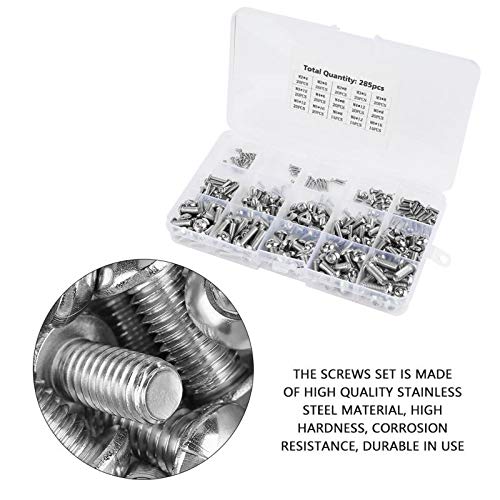 Screw 285Pcs/Set M2/M3/M4/M5/M6 Machine Screw Stainless Steel Screws Set for Laptop/Hard Disk/Keyboard/Phone/PC Brass Screw tapa