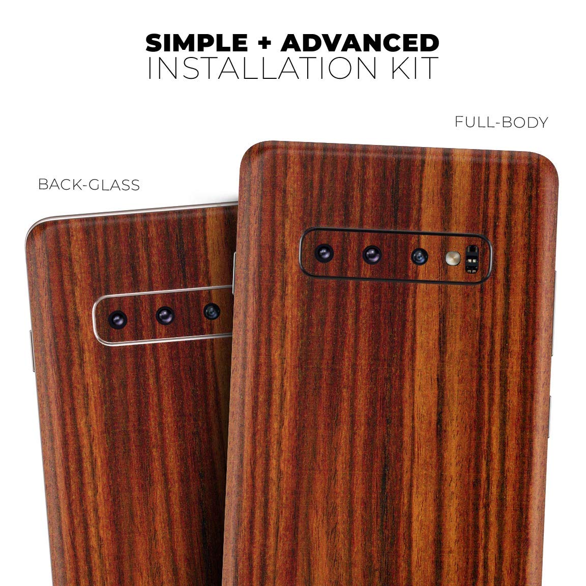 DesignSkinz Bright Red Ebony Woodgrain Protective Vinyl Decal Wrap Skin Cover Compatible with The Samsung Galaxy S20 (Screen Trim & Back Glass Skin)