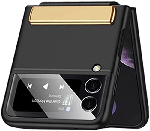 EAXER for Samsung Galaxy Z Flip 4 5G Case, Luxury Slim Hard PC Folding Case Cover Waistband Premium Hard PC Case with Strap Clips All-Round Shockproof Protective Case Cover (Black)