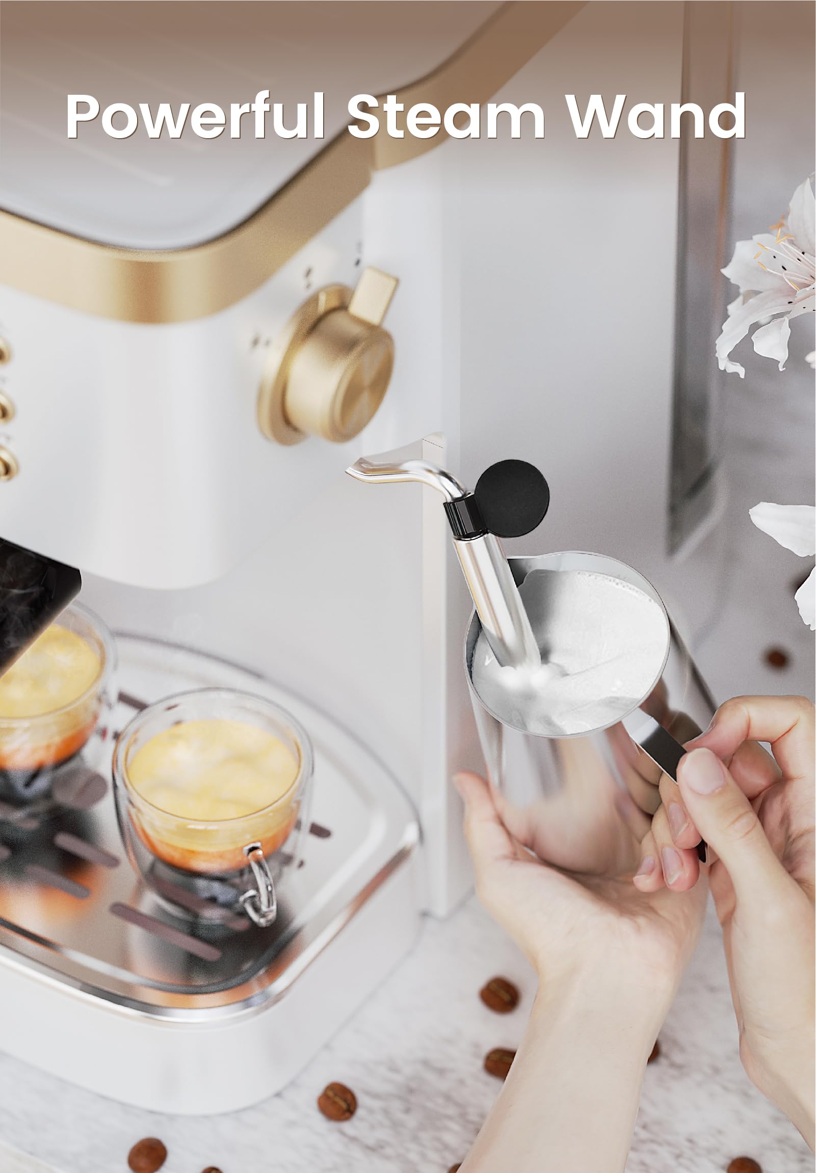 Gevi Espresso Machine 20 Bar High Pressure,Compact Espresso Machines with Milk Frother Steam Wand,Cappuccino & Latte Maker with Volume Control for Home,Espresso Maker,Gift for Coffee Lover