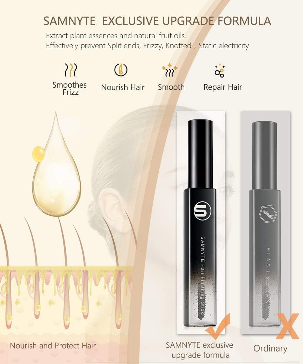 Hair Finishing Stick, 2 Pack - 0.7 Fl.Oz Hair Mascara for Taming Flyaways, Not-Greasy Hair Gel Stick