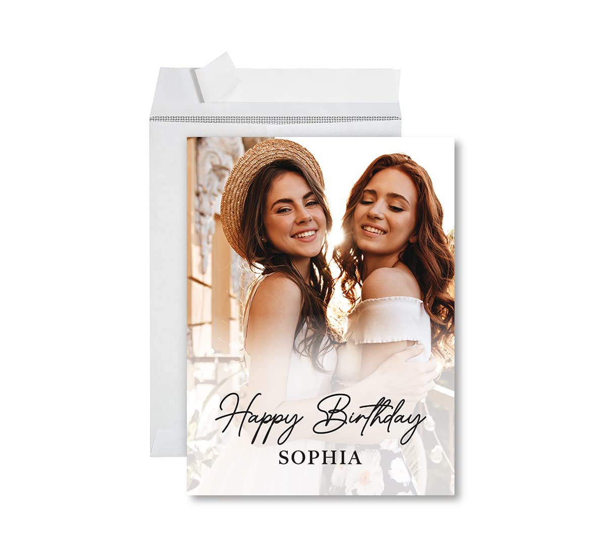 Andaz Press 8.5"x11" Personalized Photo Birthday Card with Envelope, Jumbo Happy Birthday Card for Her, Mom, Him, Birthday Keepsake Card, Custom Birthday Gifts for Women, Men, Greeting Cards