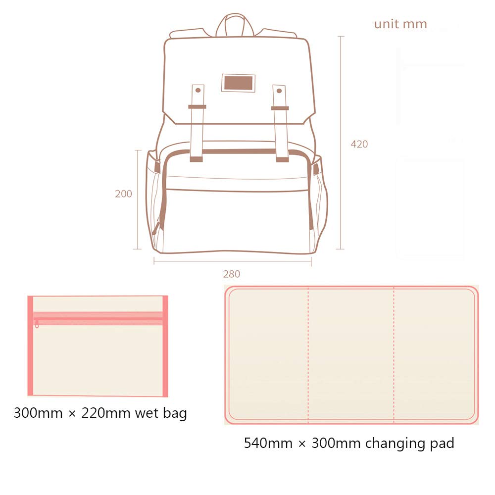 SUNVENO Baby Diaper Bag Backpack Nappy Changing Waterproof Function Organizer Large Stylish Mommy Bag Backpack (Gray)