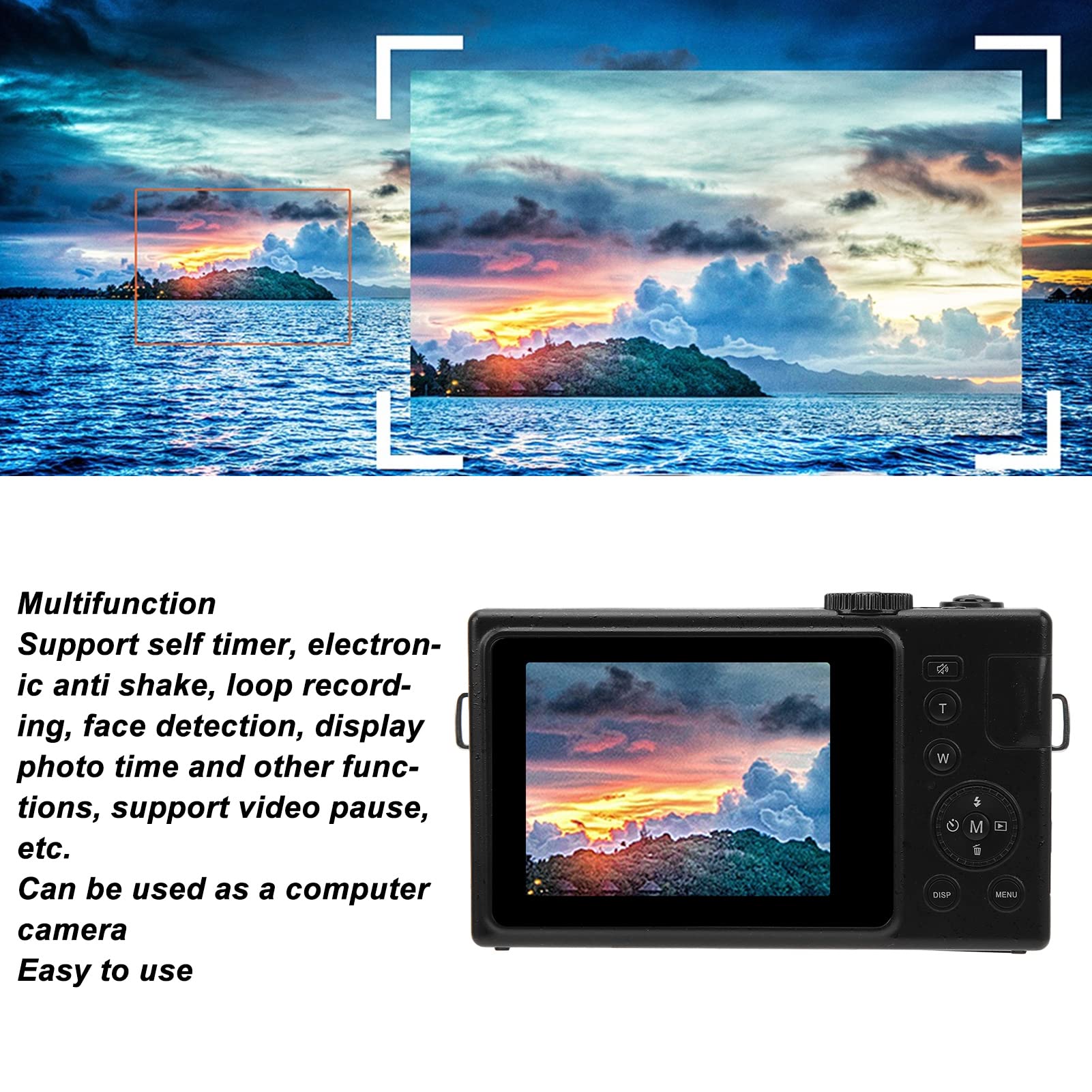 56MP Vlogging Camera, 4K Digital Camera for Photography and Video Pocket Camera with 3.0inch IPS Screen, Dual Screen Camera for Adult Seniors Students Kids Beginner (Black)