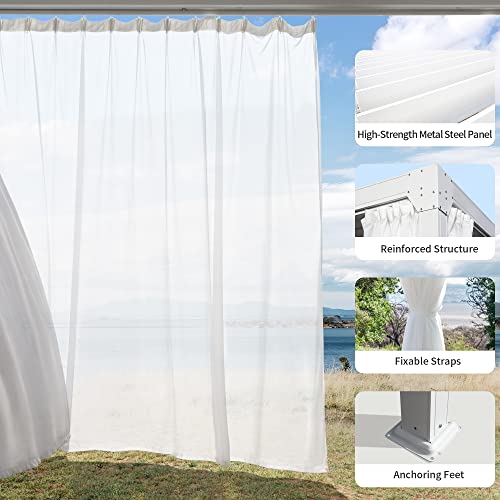 Joyside 12β x 20β Outdoor Louvered Pergola - Patio Aluminum Pergola with Adjustable Louvered Roof, Water-Proof Gazebo Sunshade Shelter with Netting Included, White Frame