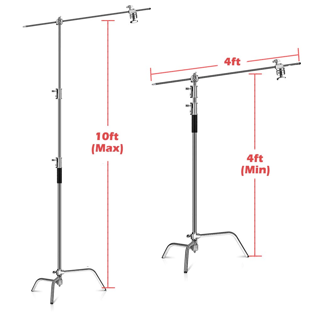 Kshioe Pro C Stand with Boom Arm, Heavy Duty Light Stand for Photography Studio Video Reflector, Monolight, Softbox and Other Equipment