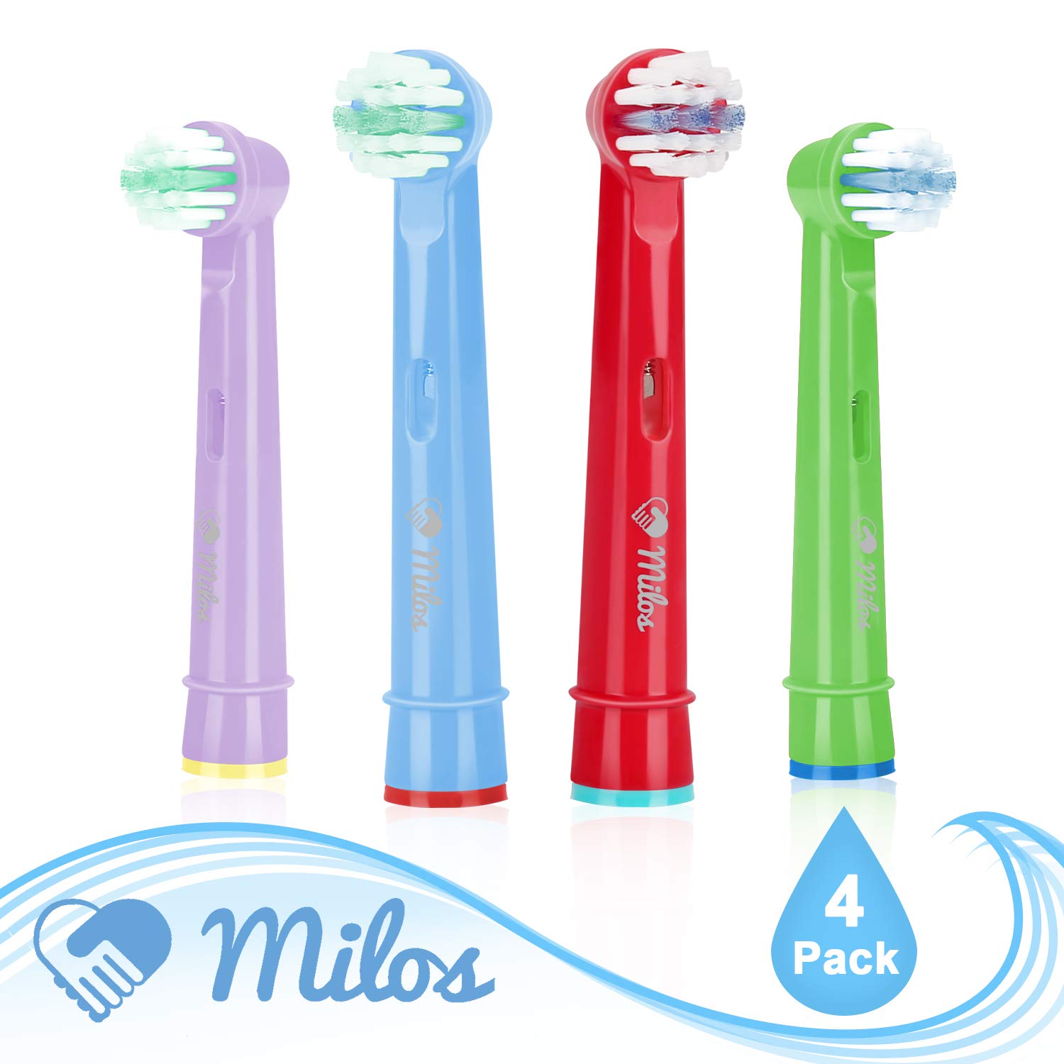 Milos Kids Toothbrush Replacement Heads for Oral-B, Pack of 4, Extra-Soft Bristles,Fits for Electric Braun Brush Heads, Refill for Vitality Precision Sensitive White and Clean Triumph