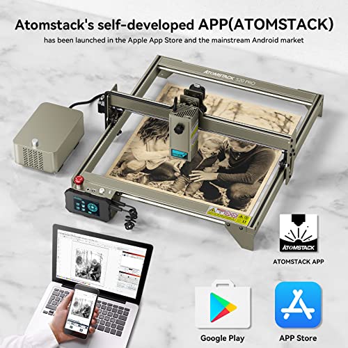 ATOMSTACK S20 PRO Laser Engraver, 130W Laser Engraving Cutting Machine with Air Assist Kits, 20W Output Power 0.08 * 0.1mm Compressed Spot, Laser Cutter and Engraver Machine for Metal Steel