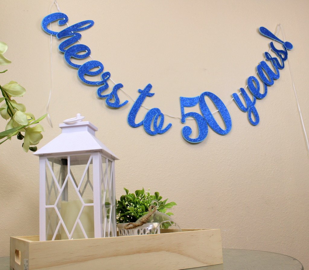 All About Details Cheers to 50 Years! Cursive Banner (Blue)