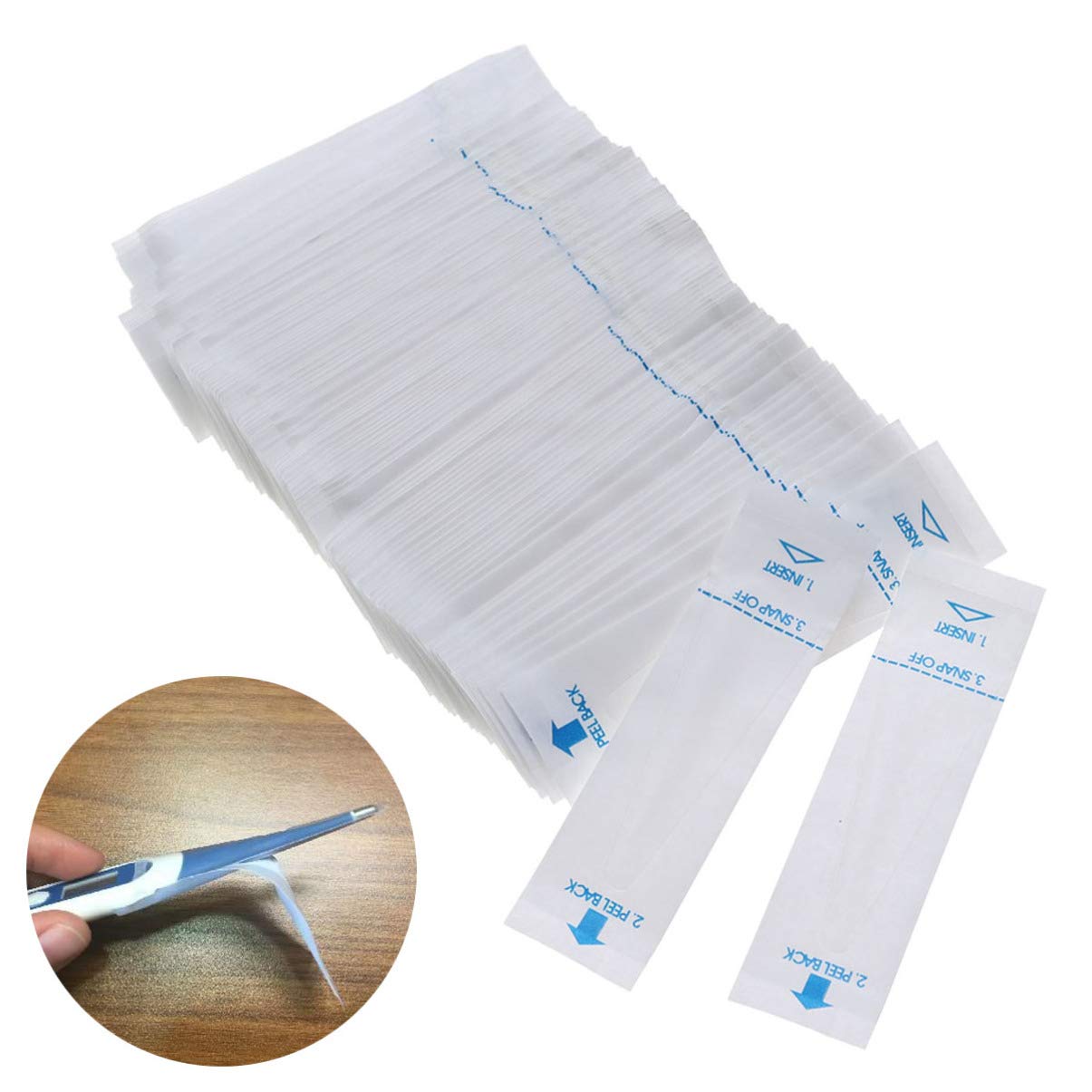 Exceart 200pcs Disposable Thermometer Covers Safe Electric Thermometers Probe Covers Sleeves for Oral Ear Armpit Rectal Digital Thermometer