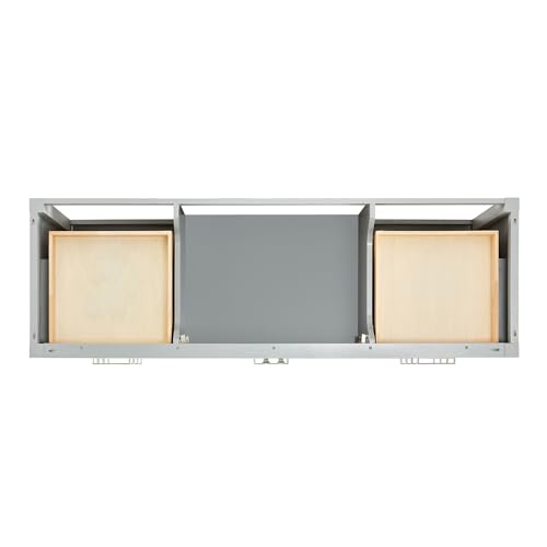 ARIEL Single Bath Vanity 67" Inch Grey, 1.5" Edge Carrara Marble Countertop & Splash, Rectangular Sink, 2 Soft Closing Doors, 9 Full Extension Dovetail Drawers, Brushed Nickel
