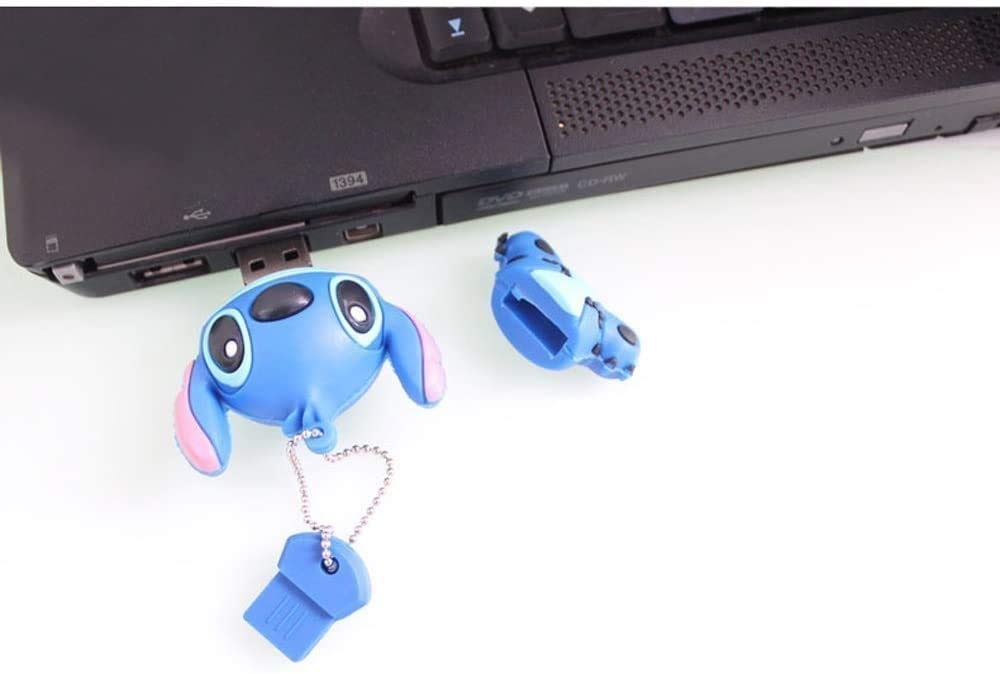 Novelty Stitch Blue Shape Design 64GB USB 2.0 Flash Drive Cute Memory Stick Stitch Keychains Thumb Drive Data Storage Pendrive Cartoon Jump Drive Gift…