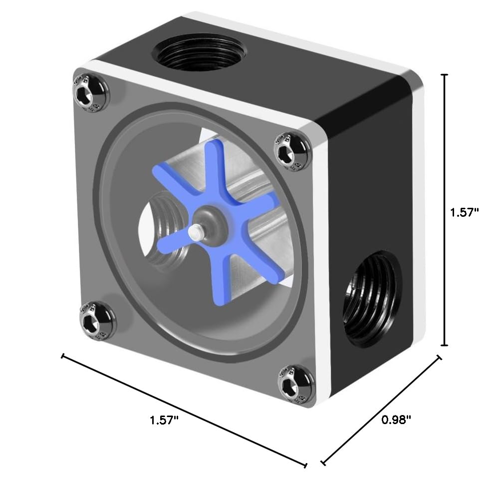 Fosa Meter Indicator, G1/4 Threaded 6 Impeller 3 Ways for PC Computer Water Cooling System
