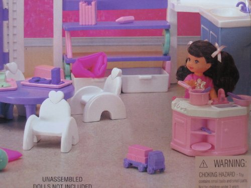 Barbie KELLY Nursery School Playset w Blackboard, Sink Unit, Train & MORE! (1996 Arcotoys, Mattel)