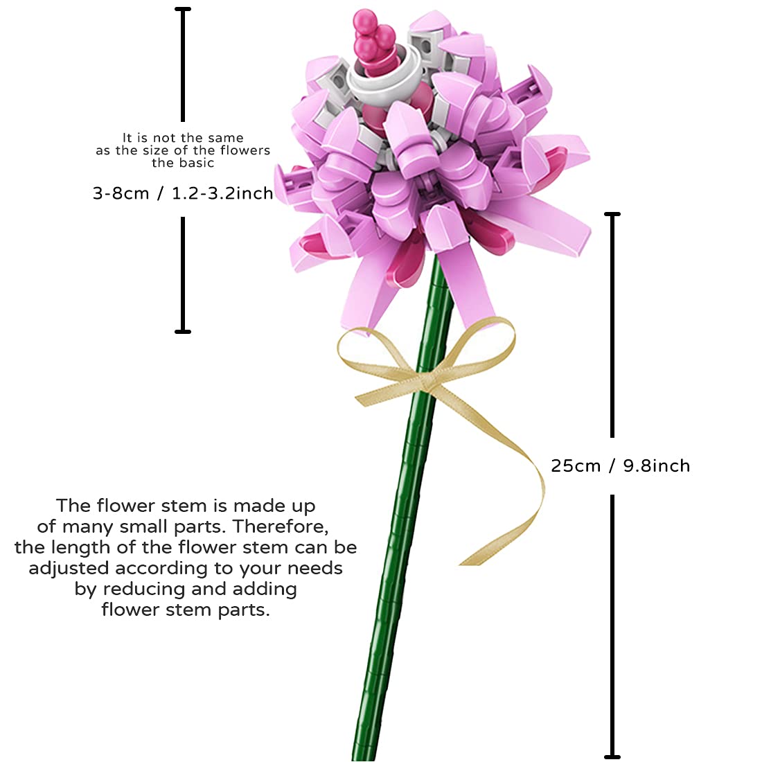 Cihely Flower Bouquet Building Blocks Kits Rose 3Pack 601239, Artificial Flowers Building Project to Release Stress and Focus The Mind, for Birthday Gifts to Adults/Teens(100+ Pieces)