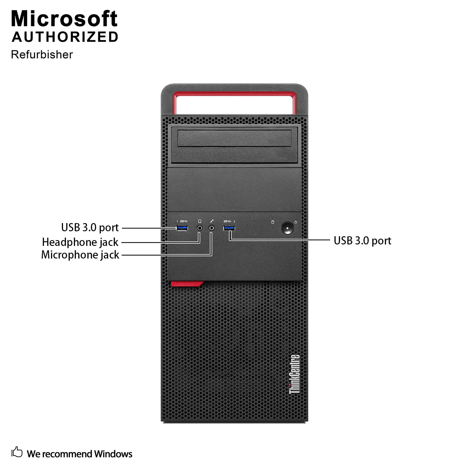Lenovo ThinkCentre M900 Tower Desktop PC, Intel Quad Core i5-6500 up to 3.6GHz, 8G DDR4, 512G SSD, DVD, WiFi, BT 4.0, Windows 10 64 Bit-Multi-Language Supports English/Spanish/French(Renewed)