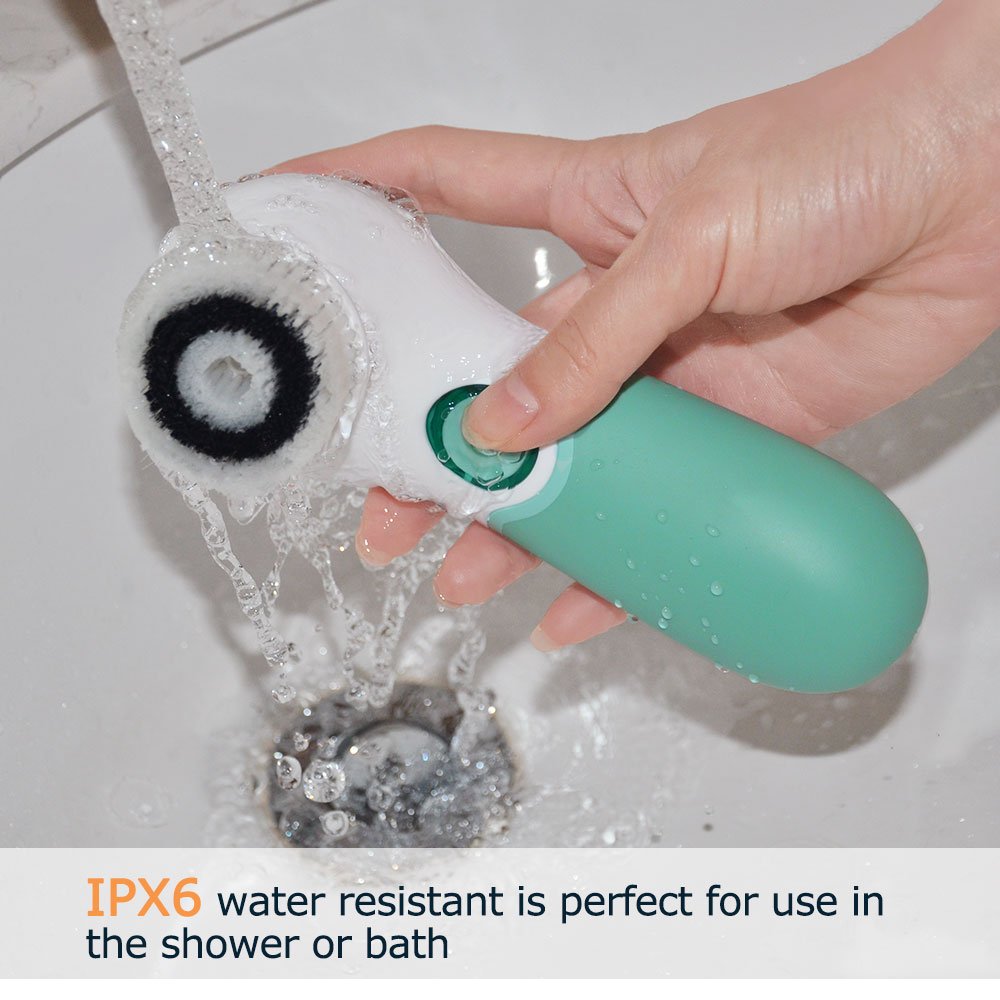 Spinning Face Cleansing Brush Queenwill Waterproof Facial Cleansing Rotating Brush Set for Exfoliating, Face Massage & Deep Cleansing, Equipped with 3 Portable Facial Cleaners & 2 Adjustable Speeds
