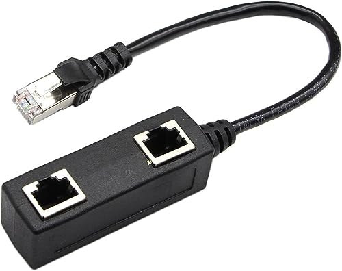 RJ45 Network Splitter Adapter Cable,zdyCGTime 1 RJ45 Male to 2 RJ45 Female Network Y Splitter Cable, LAN Connector, Suitable for Super Category 5 Ethernet, Category 6 Ethernet.(Black) (Black)