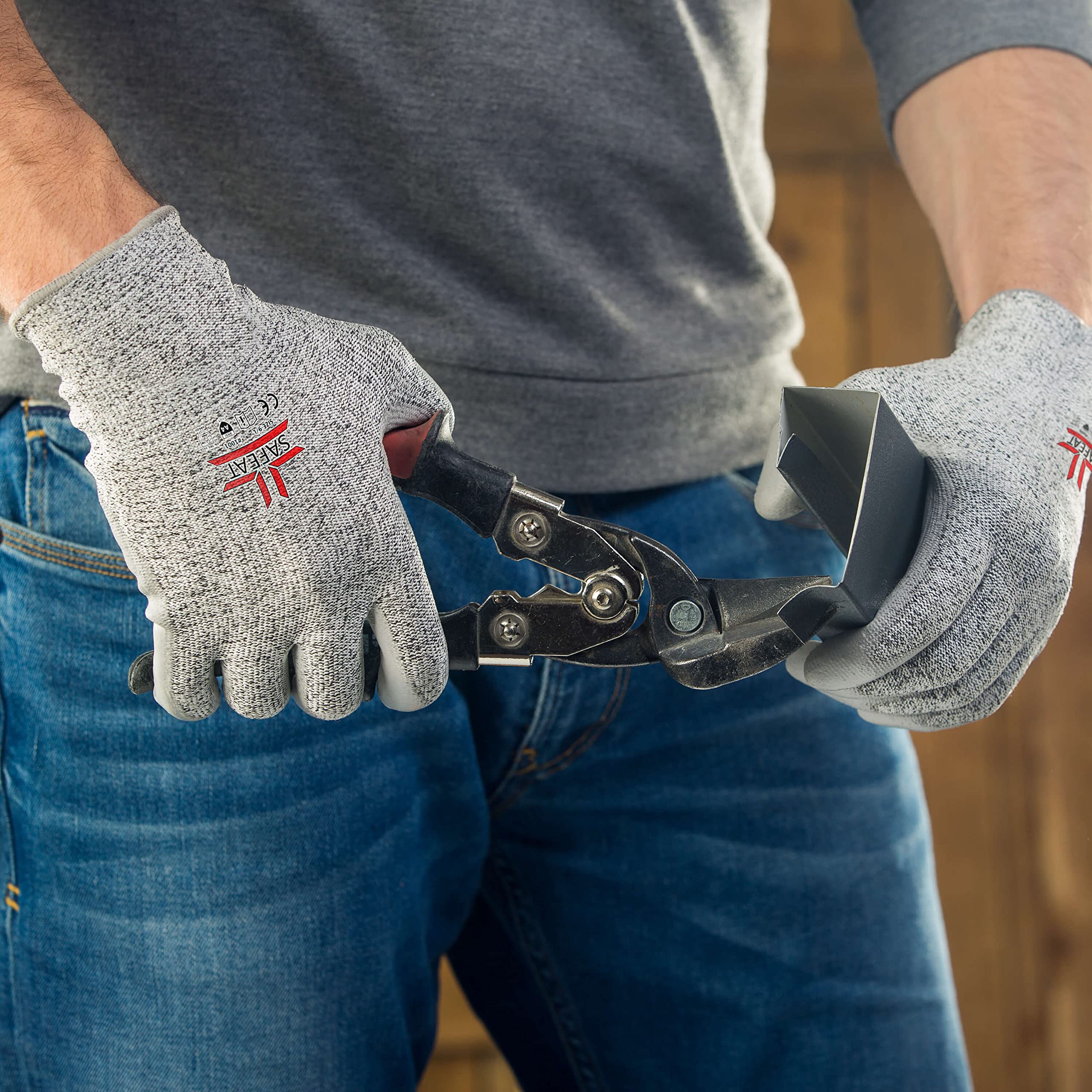 SAFEAT Safety Grip Work Gloves for Men and Women β Protective, Flexible, Cut Resistant, Comfortable PU Coated Palm. Complimentary Ebook Included. Size Medium 1 Pair